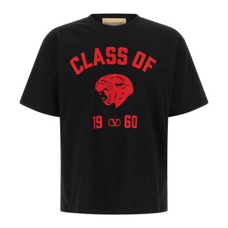 Valentino Garavani Baumwoll-T-Shirt mit Panther-Print - - Tops - Herren - Schwarzk - S