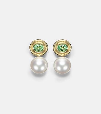 Octavia Elizabeth Ohrringe aus 18kt Gelbgold mit Turmalin und Südseeperlen