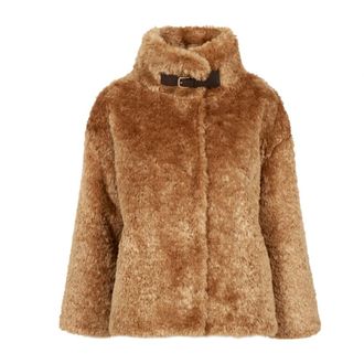 Herno Soft Faux Fur Coat - - Jackets - Damen - Beige - S
