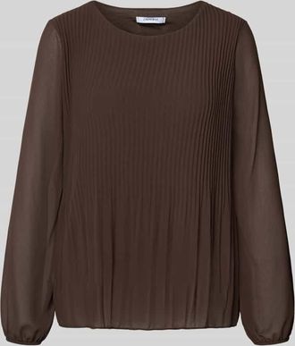 Zabaione Langarmbluse mit Plisseefalten und Rundhalsausschnitt