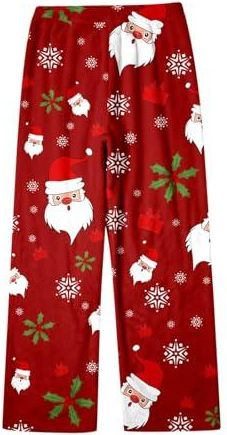 Generic Pantalon de pyjama &agrave; carreaux de No&euml;l pour femme - Pantalon de pyjama d&eacute;contract&eacute; en flanelle avec poches - V&ecirc;tements de nuit pour vacances - Pantalon