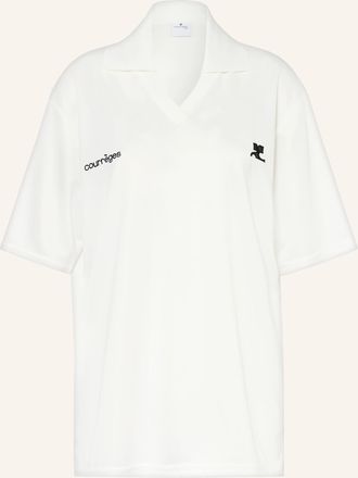 Courr&egrave;ges Oversized-Poloshirt Aus Jersey weiss