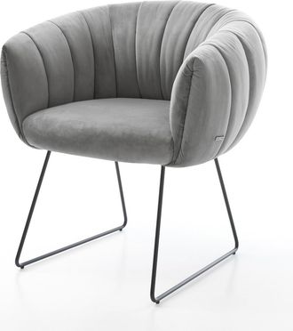 DELIFE Esszimmerstuhl Jada-Flex Samt Grau Kufengestell Schwarz Taschenfederkern, Esszimmerst&uuml;hle