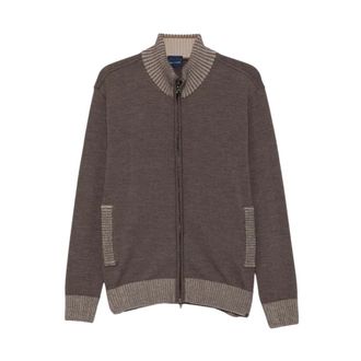 Paul & Shark Gerippte Strickjacke mit Rei&szlig;verschluss - - Knitwear - Herren - Braun - S