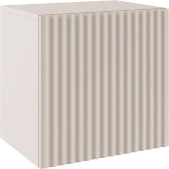 Selsey Selsey SUNDS - Table de chevet avec façade à lamelles rainurées, 1 porte, beige cachemire, 50 cm