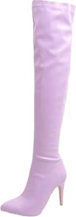 Generic Bottes au-dessus du genou pour femme Bout pointu Talon fin Vacances Pary Bottes longues décontractées, violet, 34 EU