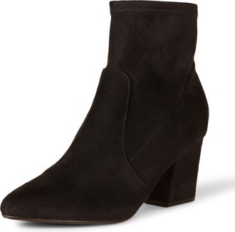 Amazon Essentials Damen Anliegender Stiefel mit elastischer Ferse, Schwarz Mikro Wildleder, 42.5 EU Weit