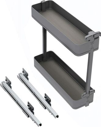Emuca Emuca Flaschenregal seitlich ausziehbar Harmony mit Soft-Close, Modul Breite 200mm H&ouml;he 700mm, Stahl und Holz, Anthrazitgrau