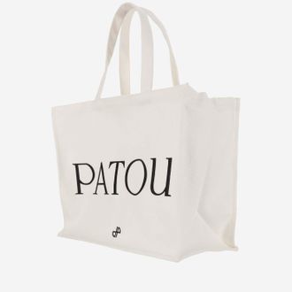 Patou Womens Large Cotton Canvas Tote Bag White Organic Shoulder