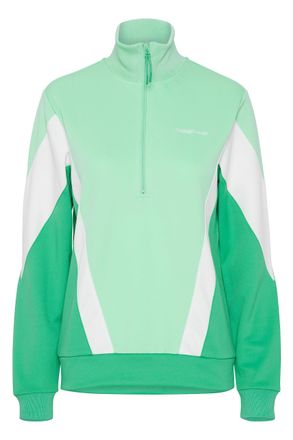 The Jogg Concept JCSIMA Damen Sweatjacke Cardigan Sweatshirtjacke Troyer Half-Zip mit mehrfarbiger Colorblock Optik mit Stretch, Größe:XS, Farbe:Spring Bud Mix (201738