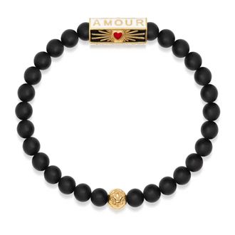 Nialaya Homme, Accessoires, Jaune, Taille: 2XL Amour Black Onyx Bracelet