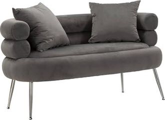 Dmora Sofa 2-Sitzer Roosevelt 133x68x69 cm Grau, Armlehnen