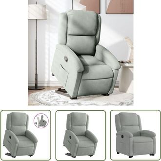 vidaXL Relaxsessel mit Aufstehhilfe Hellgrau Samt - Relaxsessel - Samt Sessel - Elektrischer Liftstuhl - Fernsehsessel - Bequeme Lounge Sessel - The Living