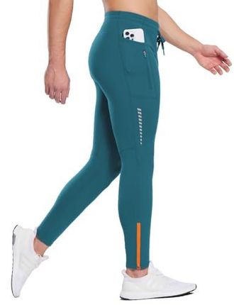 Baleaf Legging de course thermique imperméable léger doublé en polaire pour homme avec poches zippées sur les jambes, bleu, XXL