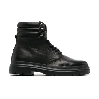 Calvin Klein Schwarze Leder Combat Stiefeletten - - Shoes - Herren - Schwarzk - 44 EU
