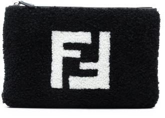 Fendi Clutches - Shearling FF Flat Pouch - Gr. unisize - in Schwarz - f&uuml;r Damen