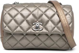 Chanel Hobo Bags - Mini Quilted Metallic Calfskin Lady Pearly Flap - Gr. unisize - in Braun - f&uuml;r Damen