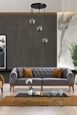 Opviq Industrial Scandinavian Chandelier, 70 cm Height, 30 cm Diameter | 100% Metal, Black Finish, E27 Socket, Max 40W | Stylish Lighting for Modern Spaces