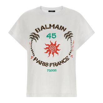 Balmain T-Shirt mit Club-Print - - Tops - Damen - Wei&szlig; - S
