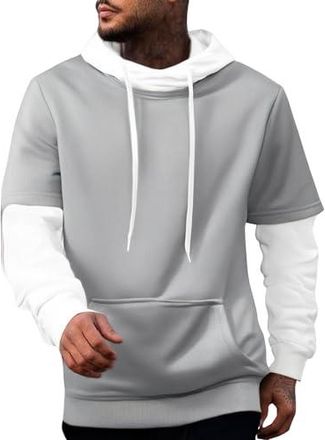 Generic Sweat &agrave; capuche l&eacute;ger uni pour homme 2026 tendance automne et hiver d&eacute;contract&eacute; &agrave; manches longues avec boutons et demi-fermeture &eacute;clair pour entra&icirc;nem