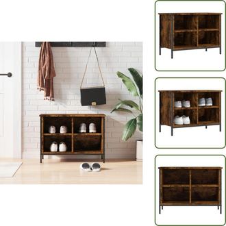 vidaXL Armoire &agrave; chaussures ch&ecirc;ne fum&eacute; 69x35x50 cm bois ding&eacute;nierie - Armoire &Agrave; Chaussures - Meuble Chaussure - Rangement Chaussures - &Eacute;tag&egrave;re Chaussures