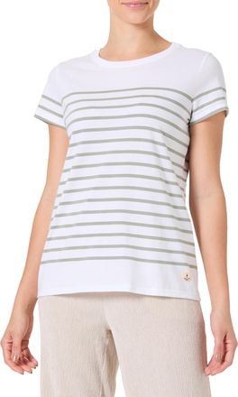 Armor Lux Etel Matrosenshirt, kurzärmelig, Bootsausschnitt, aus Leichter Baumwolle, für Damen, Weiß/Shadow, Large