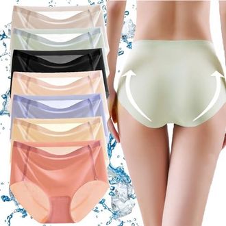 Kurtik Sous-vêtement en soie glacée ultra-mince non marquante pour femme, slip respirant invisible sans couture en soie glacée, culotte lisse à séchage rapid