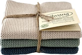 Solwang 3-teilige dänische Baumwoll-Geschirrtücher aus 100% zertifizierter Bio-Baumwolle, hergestellt in Indien (Breeze Organic Combi)