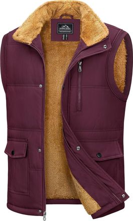 Magcomsen Herren Outdoor Arbeitsweste Gef&uuml;ttert &Auml;rmellos Jacke Winter Fleece Freizeitweste M&auml;nner Thermo Anglerweste Camping Trekking Steppweste mit Mehrfachtas