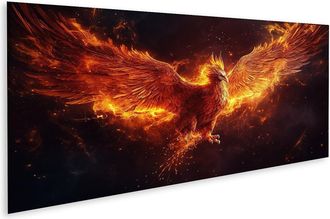 Islandburner Bild auf Leinwand Phönix Fliegt Brennendes Feuer Vögel Mythische Kreaturen Bilder Wandbilder Poster JCGJ-Pano