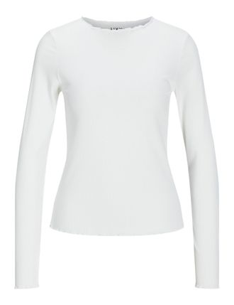 Jack & Jones Damen JXHAYDEN STR LS Tee JRS Langarmshirt, Bright White, X-Large