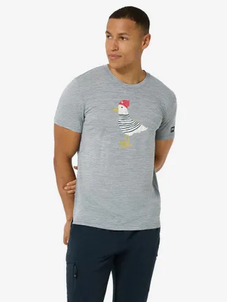 super.natural Print-Shirt f&uuml;r Herren, Merino JOHNNY TEE Vogel Motiv, atmungsaktiv