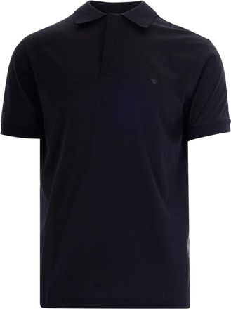 Emporio Armani Homme, Tops, Bleu, Taille: 2XL Polo &agrave; manches courtes en coton lyocell