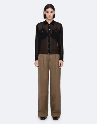 AllSaints Leonie pantalon en satin kaki-Vert
