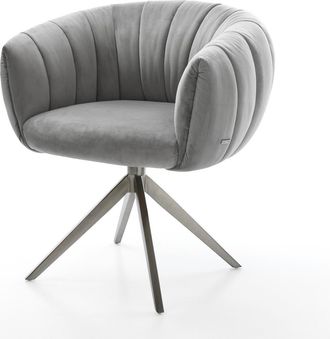 DELIFE Drehstuhl Jada-Flex Samt Grau Kreuzgestell breit Graphit 360&deg; drehbar Wippfunktion Taschenfederkern, Esszimmerst&uuml;hle