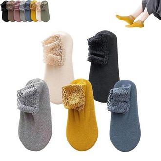 Generic Deliberath Chaussettes chaudes en dentelle pour lautomne et lhiver, chaussettes antidérapantes à volants pour lautomne et lhiver, lavables en machine,