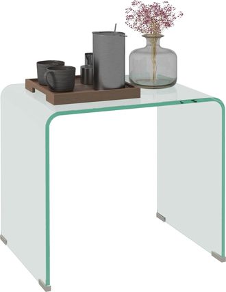 HOMCOM Moderner Couchtisch mit rutschfesten F&uuml;&szlig;en, Couchtisch aus geh&auml;rtetem Glas, 50x40x45 cm, Transparent