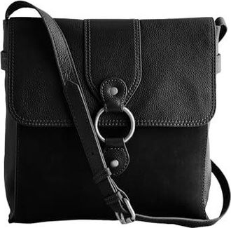 Next Femme Besace en cuir avec poche Noir one size