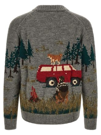 Junya Watanabe Intarsia Landscape Cardigan - Gray