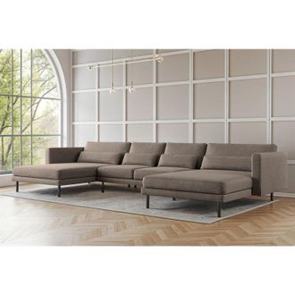 Fun M&ouml;bel Wohnlandschaft U-Form Sofa agada in Stoff Verita Braun