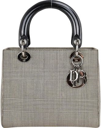 Dior Crossbody Bags - Christian Dior Grey Lady Dior Houndstooth Handbag - Gr. unisize - in Bunt - f&uuml;r Damen