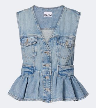 Ganni Top p&eacute;plum en coton