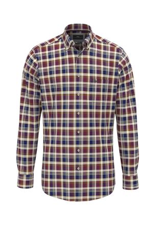 Fynch-Hatton Hemd aus Baumwolle mit kariertem Muster und Button-Down-Kragen deep Merlot/XXL