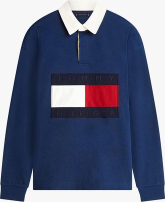 Tommy Hilfiger Polo manches longues &agrave; logo en coton