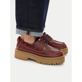Tommy Jeans Halbschuhe Tommy Jeans Archive 01 Boat Shoe Leather EN0EN03003 Dunkelrot
