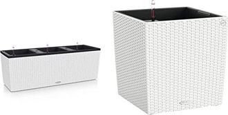 Lechuza Trio Cottage 40 Pflanzgefäß mit ERD-Bewässerungs-System, Weiß, 130 x 42 x 44 cm &%22CUBE Cottage 40%22 Pflanzgefäß mit ERD-Bewässerungs-System, Weiß, 