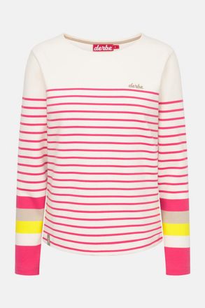 Derbe Derbe Streifenshirt Interstriped Block Damen Wei&szlig; Pink La