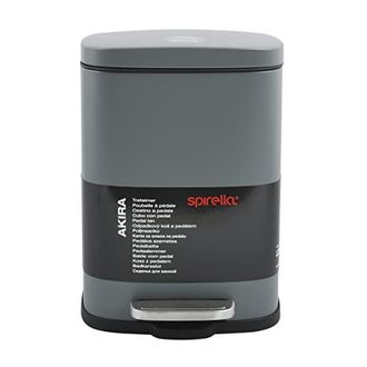 Spirella Poubelle de Salle de Bain &agrave; P&eacute;dale AKIRA - Acier Inoxydable Haut de Gamme - Fermeture Silencieuse Easy-Close - Gris Mat - 5L