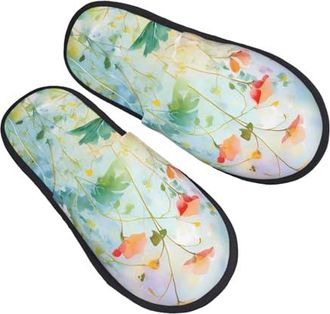 Generic Pantoufles &agrave; fleurs aquarelles pour homme et femme - Motif floral color&eacute; - Antid&eacute;rapantes - Confortables - En mousse &agrave; m&eacute;moire de forme - Pour chambre