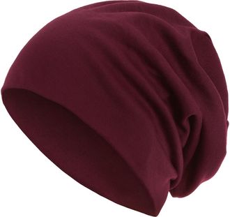 style3 Warme Herbst Winter Slouch Beanie XXL aus atmungsaktivem, feinem und leichten Jersey Unisex M&uuml;tze Winterm&uuml;tze One Size, Farbe:Weinrot